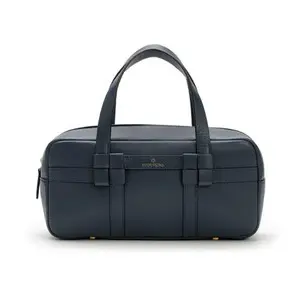 LA PORTEGNA Bibi Leather Bag With Shoulder Strap - Navy