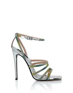Philipp Plein Embellished Crystal Leather Stiletto Sandals