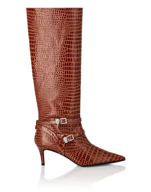Philipp Plein Croc Effect Strapped Low Heel Boots