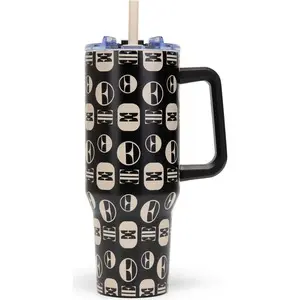 ELLE 40oz Parisian Double Walled Insulated Stainless Steel Tumbler - Beige Monogram