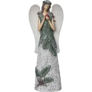 TRANSPAC Christmas Woodland Angel With Bird - Multicolored