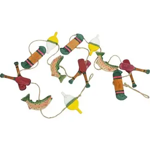 BEACHCOMBERS 49" Wood Boat And Oars Garland - Green