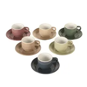 GIBSON HOME Sensations Stoneware Espresso Cup Set With Metal Rack