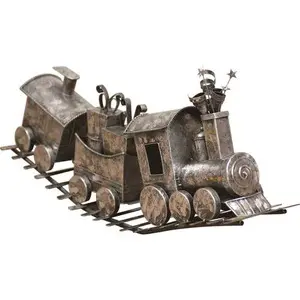 TRANSPAC Bronze Christmas Festive Metal Train - Brown