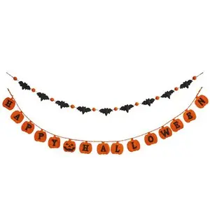 TAG Halloween Bat Orange Pumpkin Wool Felt Garland