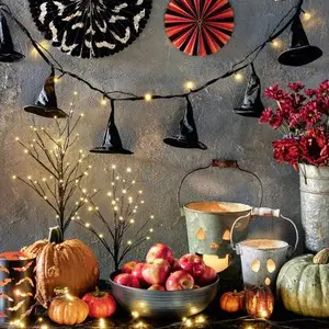 TAG Halloween Bat Orange Pumpkin Wool Felt Garland