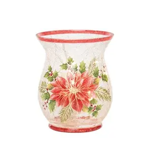 TRANSPAC Christmas Light Up Poinsettia Hurricane - Multicolored