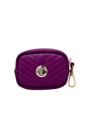 PINK PAPYRUS Quilted Vegan Leather Waste And Treat Pouch With Gold Tone Hardware