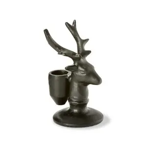 TAG Reindeer Taper Holder Aluminum Candle Sculpture Christmas - Black