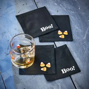 TAG Halloween Boo Crew Cotton Bar Coaster Set Multi 5x5