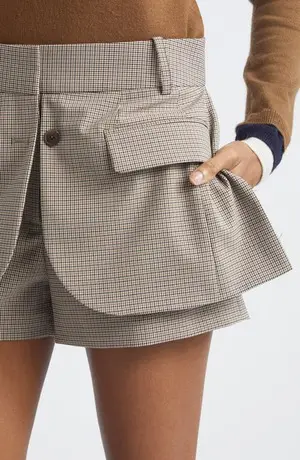 Monse Check Jacket Hem Shorts
