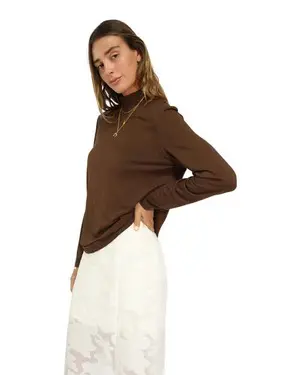 BELLE & BLOOM Easy Love Long Sleeve Top - Dark Brown