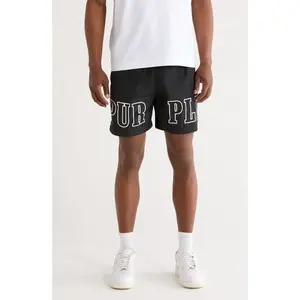 PURPLE BRAND Everyday Satin Logo Shorts - Black