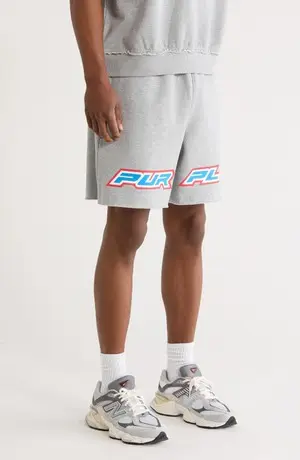 PURPLE BRAND Cotton Fleece Shorts With Racing-inspired Logo