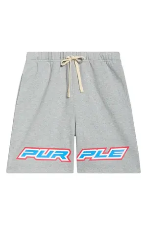 PURPLE BRAND Cotton Fleece Shorts With Racing-inspired Logo