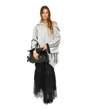 BELLE & BLOOM Oversized Striped Sleeve Hoodie