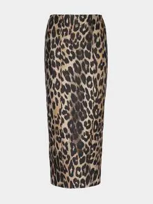 Balmain Leopard Jacquard Pencil Skirt - Brown