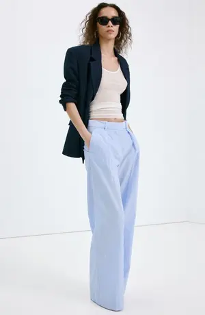 Mango Pinstripe Wide Leg Pants