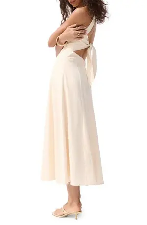 Mango Back Cutout Linen Blend A-line Dress