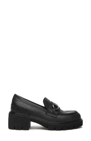 NEROGIARDINI Lug Sole Loafer With Polished Bit Hardware - Black