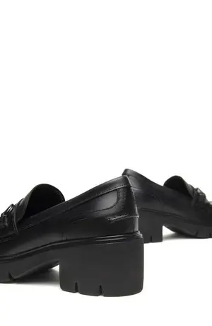 NEROGIARDINI Lug Sole Loafer With Polished Bit Hardware - Black