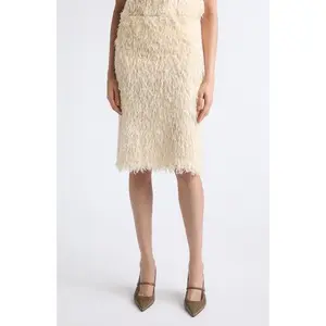 TOTEME Feathered Jersey Midi Skirt - Eggshell