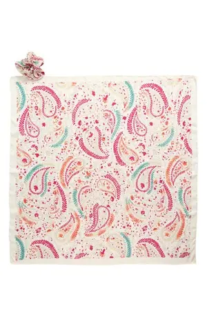 Treasure & Bond Scrunchie Hair Scarf Set - Hot Pink Combo