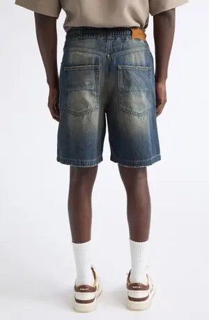 Amiri 3d Logo Drawstring Denim Shorts - Sandstone