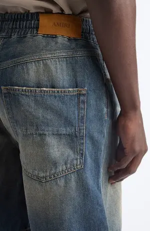 Amiri 3d Logo Drawstring Denim Shorts - Sandstone