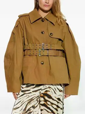 GANNI Double-belted Pleated-sleeve Coat
