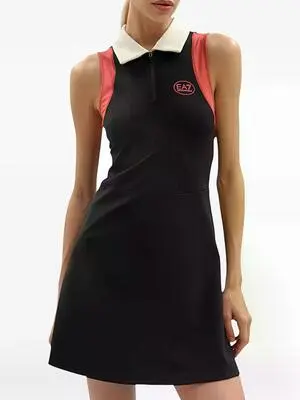 EA7 Logo-print Zip-neck Mini Dress