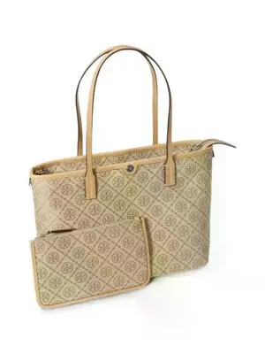 Tory Burch T Monogram Jacquard Zip Tote Bag - Neutrals