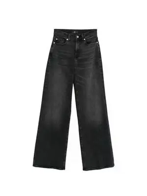 7 For All Mankind Lotta Faded-effect Wide-leg Jeans - Grey