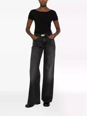 7 For All Mankind Lotta Faded-effect Wide-leg Jeans - Grey