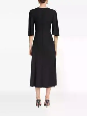 Elie Saab Gathered Silk V-neck Dress
