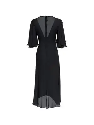 Elie Saab Gathered Silk V-neck Dress