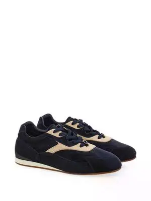 FERRAGAMO Suede Low Top Sneakers With Gancini Detail
