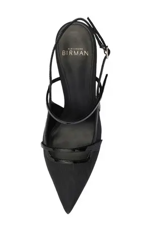 ALEXANDRE BIRMAN Tita Moiré Pointed Toe Slingback Pump - Black