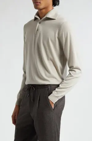 Thom Sweeney Merino Wool Polo Sweater