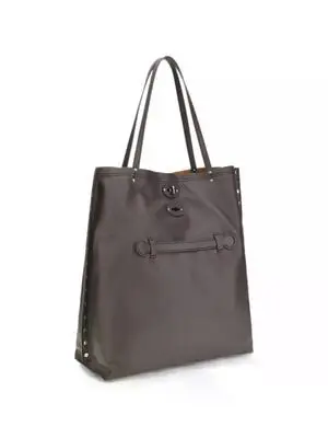 ZANELLATO Medium A'spasso Studded Leather Tote Bag - Grey