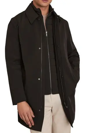 REISS Logan Water Resistant Overcoat With Removable Funnel Neck Insert