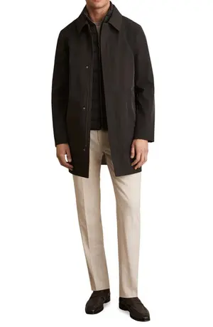 REISS Logan Water Resistant Overcoat With Removable Funnel Neck Insert