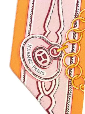 Hermès 2000-2026 Maillons Silk Twilly Scarf Scarves - Orange