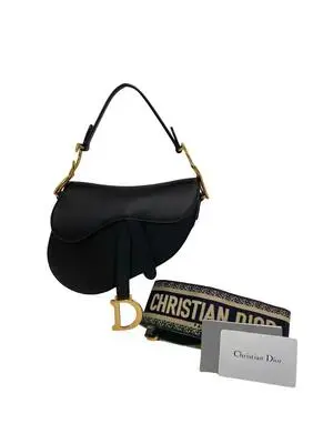 Dior Mini Smooth Calfskin Saddle Bag - Black