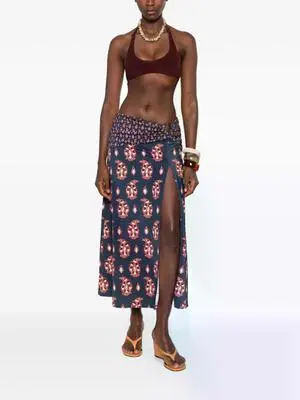 Johanna Ortiz Paisley Pattern Midi Skirt - Blue