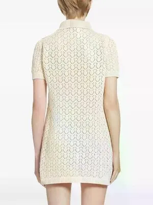 Miu Miu Logo Patch Pointelle-knit Mini Dress