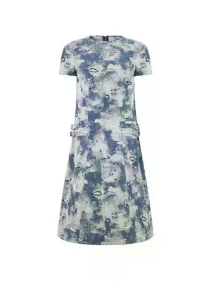 Moschino Cloud Print Midi Dress With Buckle Detail