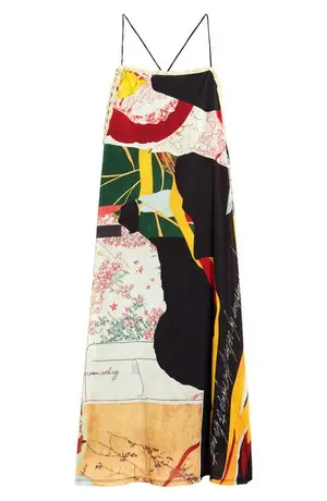Desigual Patchwork Print Knit Maxi Dress With Lace Trim