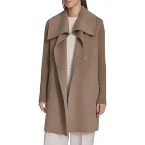KENNETH COLE Rib Sleeve Mixed Media Coat