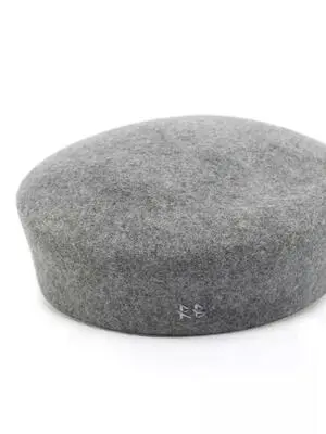 Ruslan Baginskiy Felt Beret With Embroidered Logo - Grey
